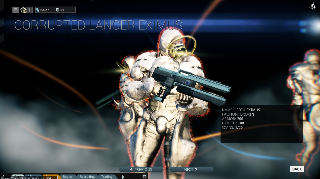 'corrupted' Eximus Codex Entries Still Require 20 Scans. - General - Warframe Forums