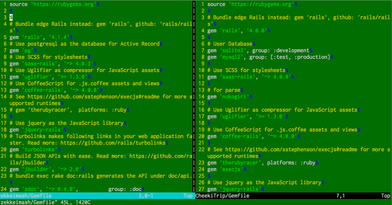 Vimですでに開いているファイルと別ファイルとの差分を表示する方法 Vim Qiita 1150