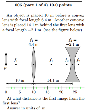 Solved An object is placed lo m before a convex lens with | Chegg.com