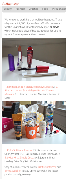 Did anyone else get an e-mail about the Moda Voxbox from Influenster? : r/BeautyBoxes