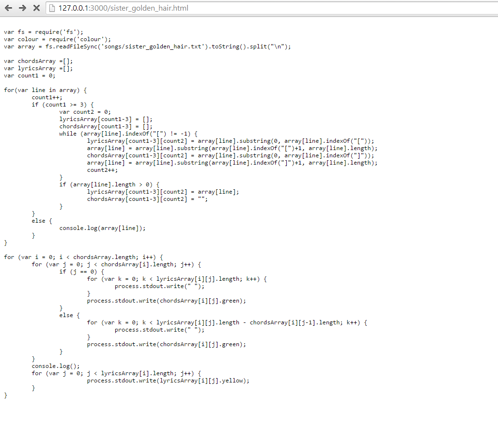 Javascript Displaying Nodejs File Inside A Nodejs Server Stack