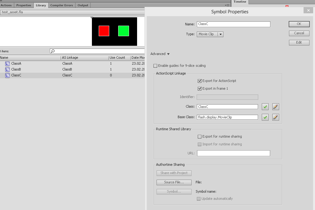 Actionscript 3 Applicationdomain Error 1034 Type Coercion Failed When Instantiating Class