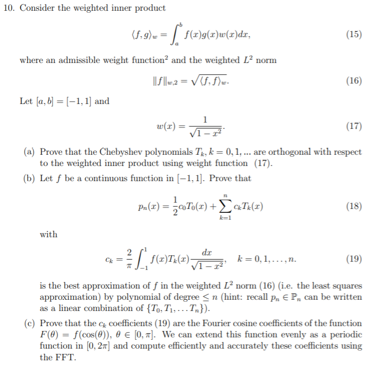 10. Consider the weighted inner product (5,9)w = | | Chegg.com