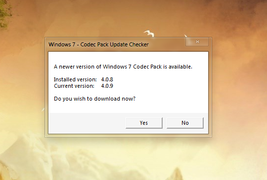 Pop up message for "Codec Pack Update" - Microsoft Q&A