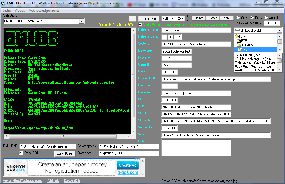 GitHub - VTSTech/EMUDB: Emulation Database - NES SNES MD PSX N64 DC PS2 GC WII