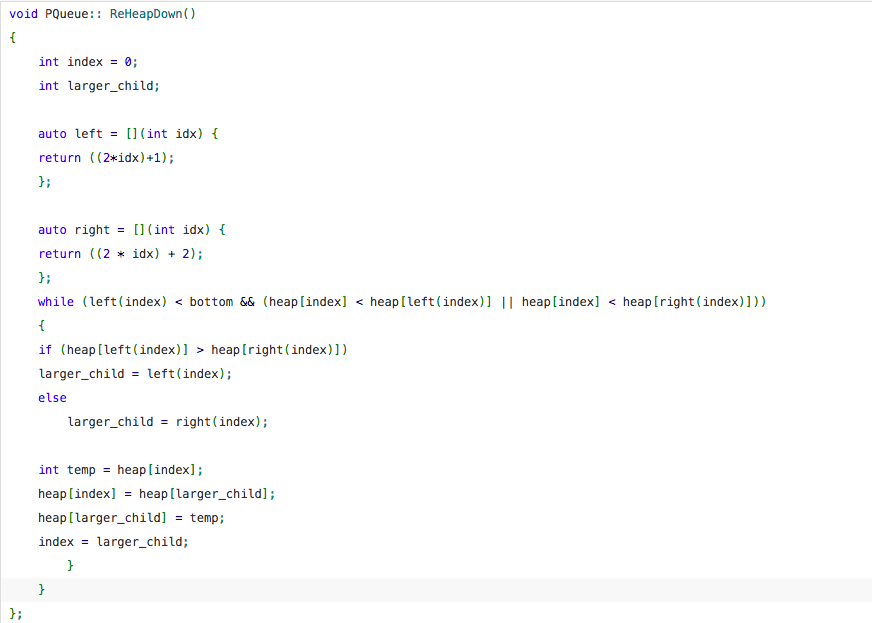 Solved void PQueue:: ReHeapDown () int index = 0; int | Chegg.com