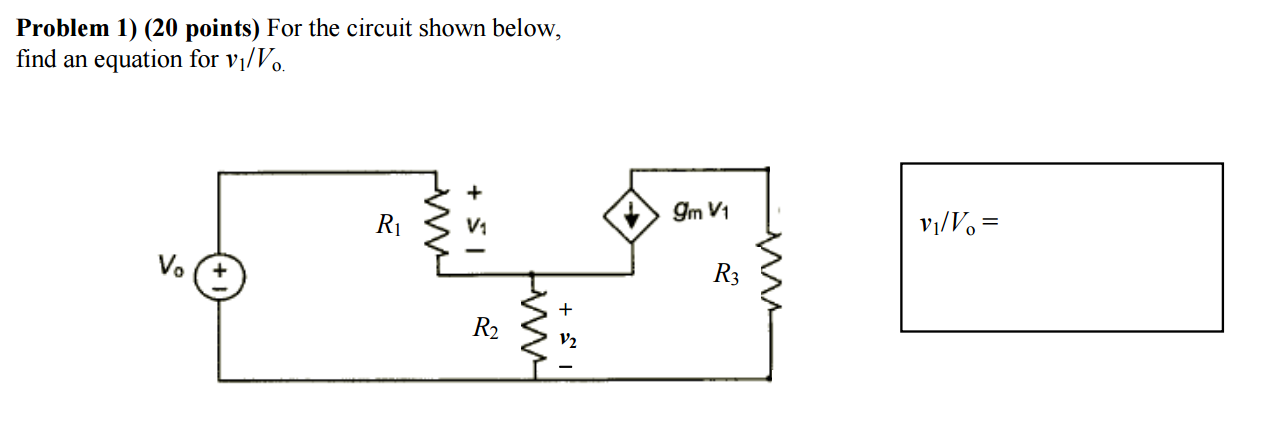 Solved For the circuit shown below, find an equation for | Chegg.com