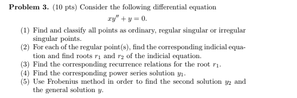 Solved Problem 3. (10 pts) Consider the following | Chegg.com