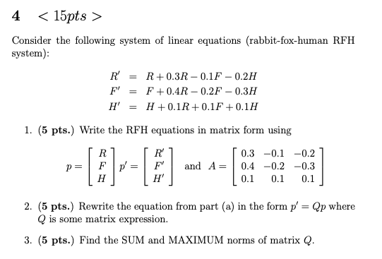 4 Consider the following system of linear | Chegg.com