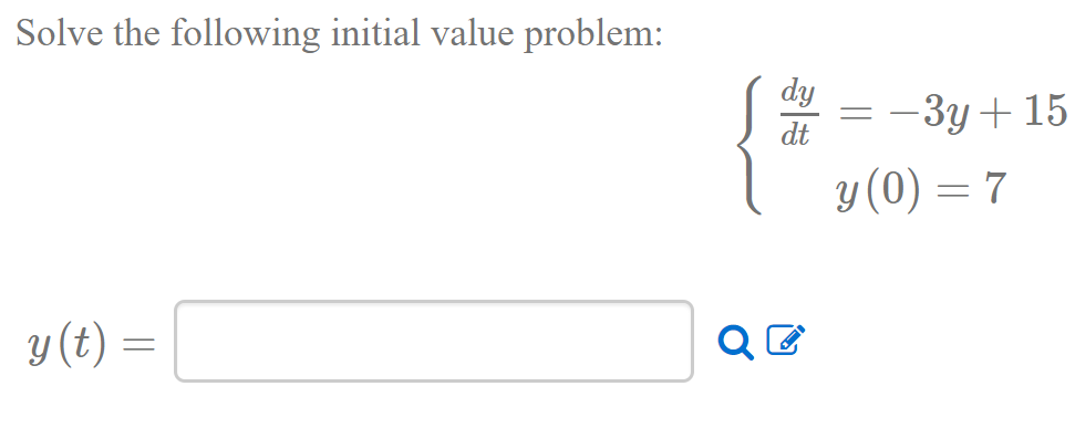 Solve the following initial value problem: dy dt 3y + | Chegg.com