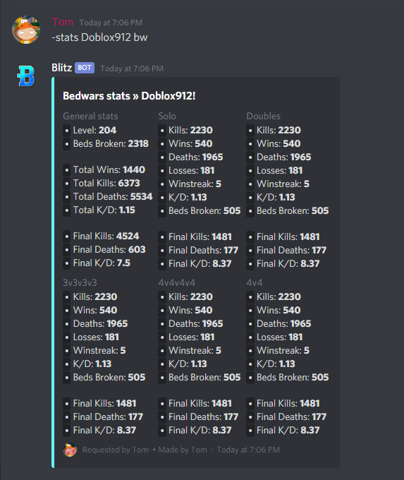 Bedwars Stats Checker | Hypixel Forums