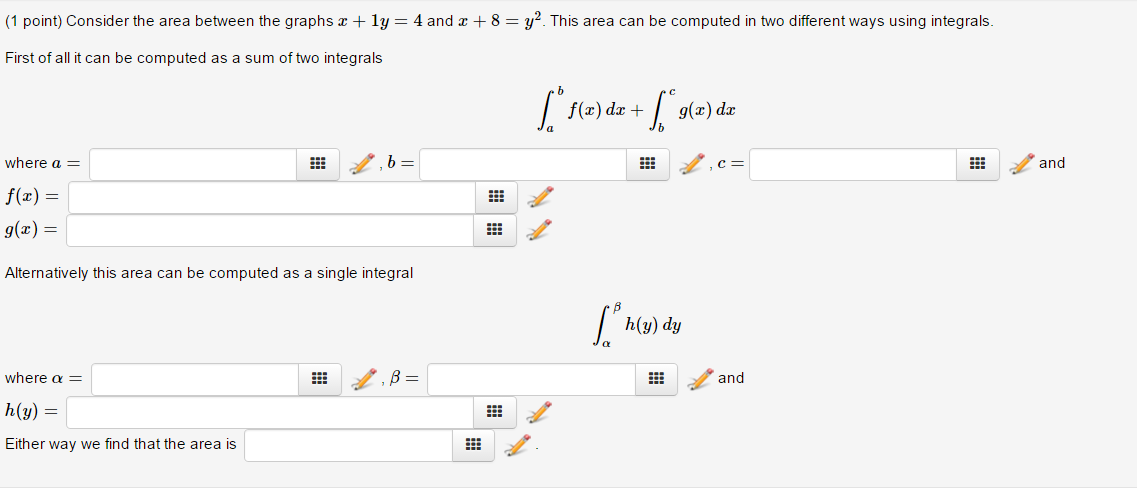 Solved Consider the area between the graphs x + 1y = 4 and x | Chegg.com