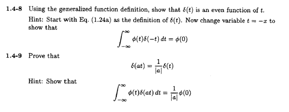Solved Using the generalized function definition, show that | Chegg.com