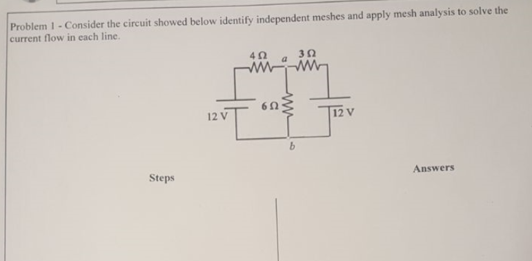Solved Consider the circuit showed below identify | Chegg.com