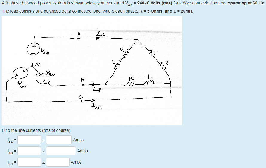 Solved A 3 phase balanced power system is shown below, you | Chegg.com