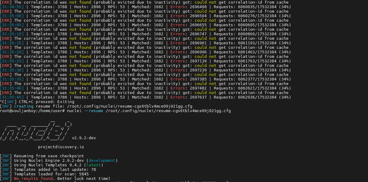 The correlation id was not found (probably evicted due to inactivity ...