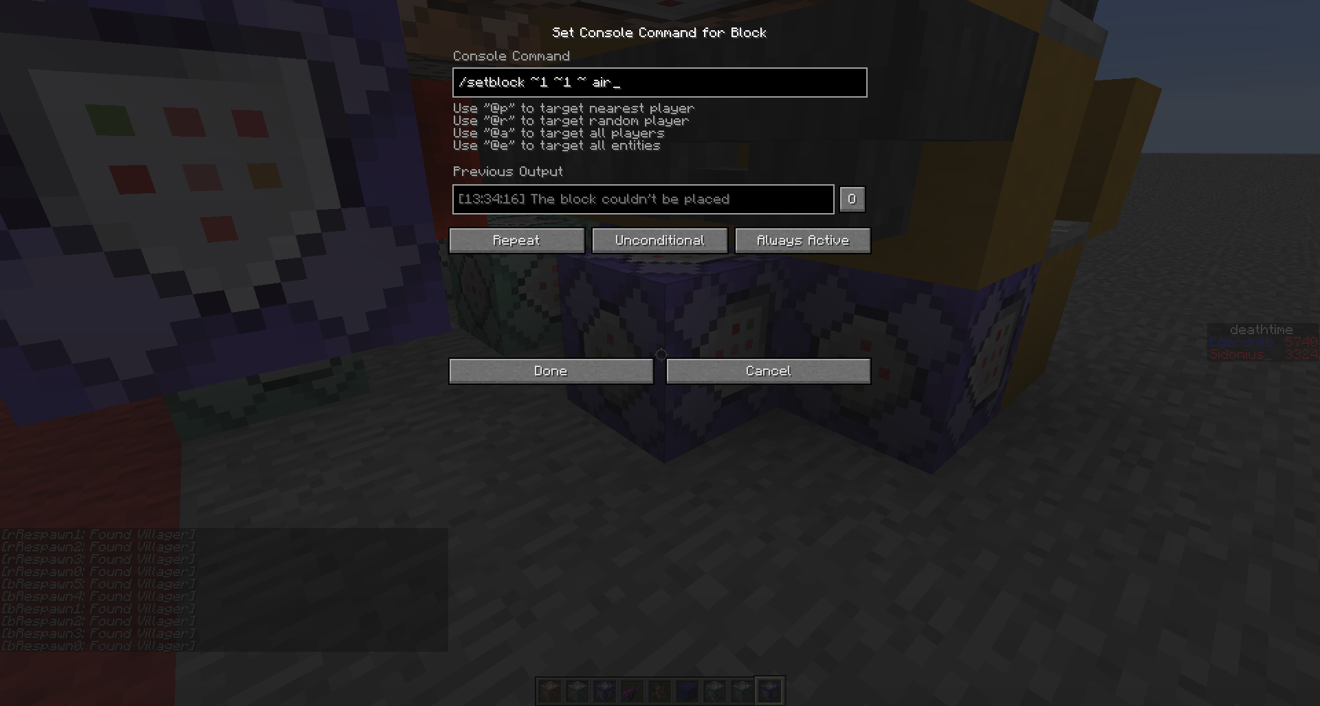 Chain Command Block Setblock Problem Commands Command Blocks And 