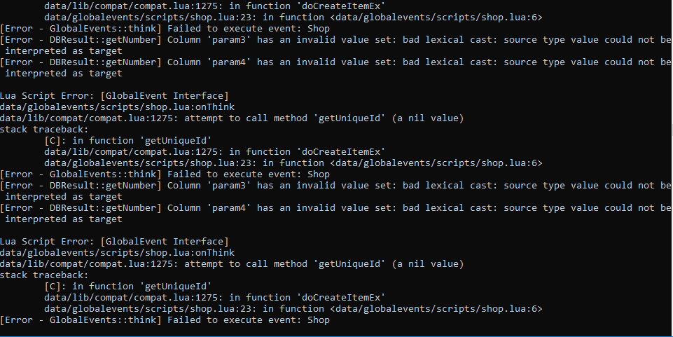 TFS 1.X+ - Gesior globalevents (shop) into inbox. | OTLand