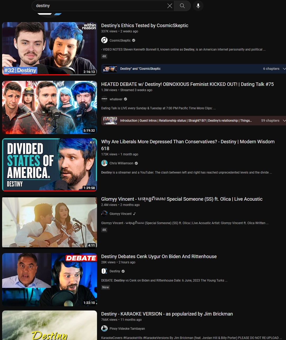 Destiny needs a better name, finding his youtube videos is a pain with ...