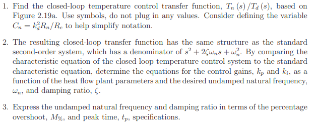 1. Find the closed-loop temperature control transfer | Chegg.com