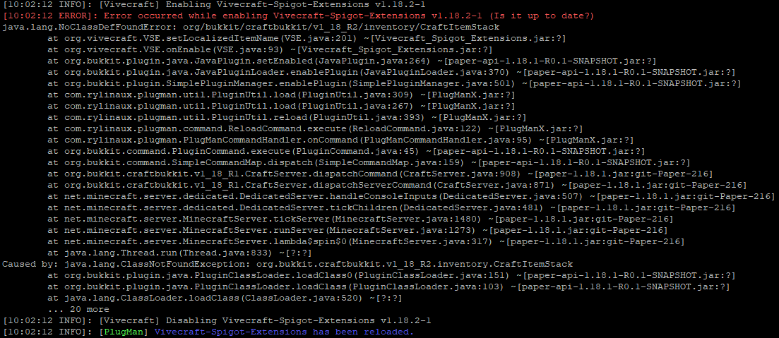 Vivecraft Spigot Extensions is red? | SpigotMC - High Performance Minecraft