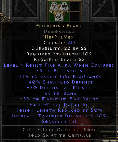 Unid Unmade Flickering Flame Sorc - Topic - d2jsp