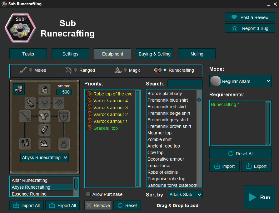Sub Runecrafting [ALL runes] [GOTR] [Abyss] [Ourania] [Essence Runners] [Crafting Tiaras ...