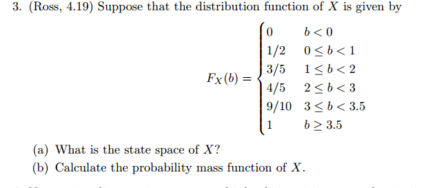 Solved Suppose That The Distribution Function Of X Is Given