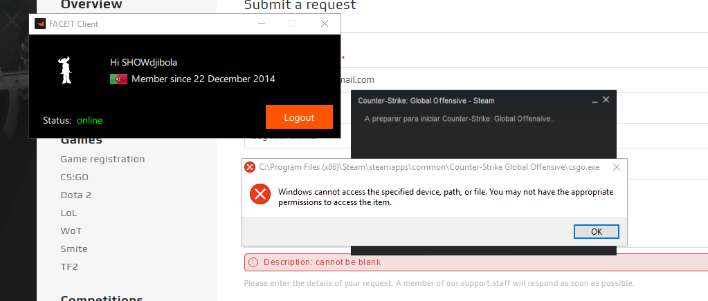 Faceit client make my csgo cant try on : r/FACEITcom