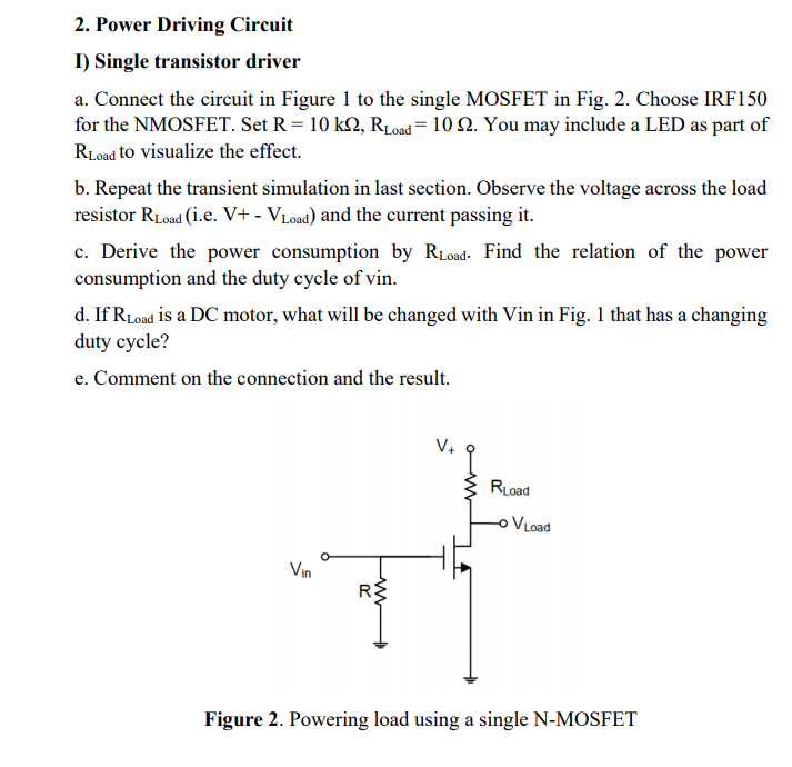 2. Power Driving Circuit I) Single transistor driver | Chegg.com
