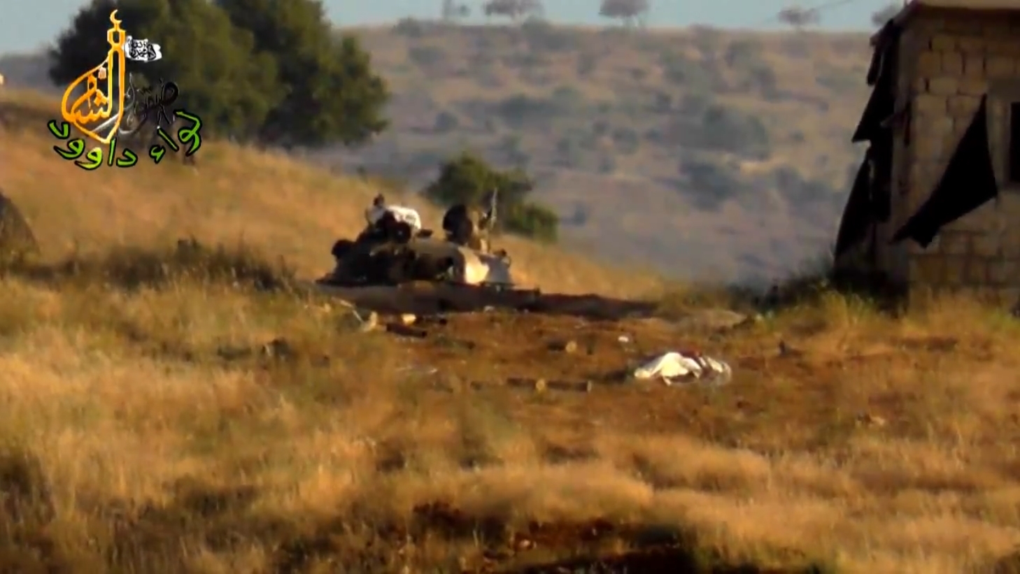 An alleged SPG-9 recoilless rifle hit by Liwa Ansar Allah on an SAA ...