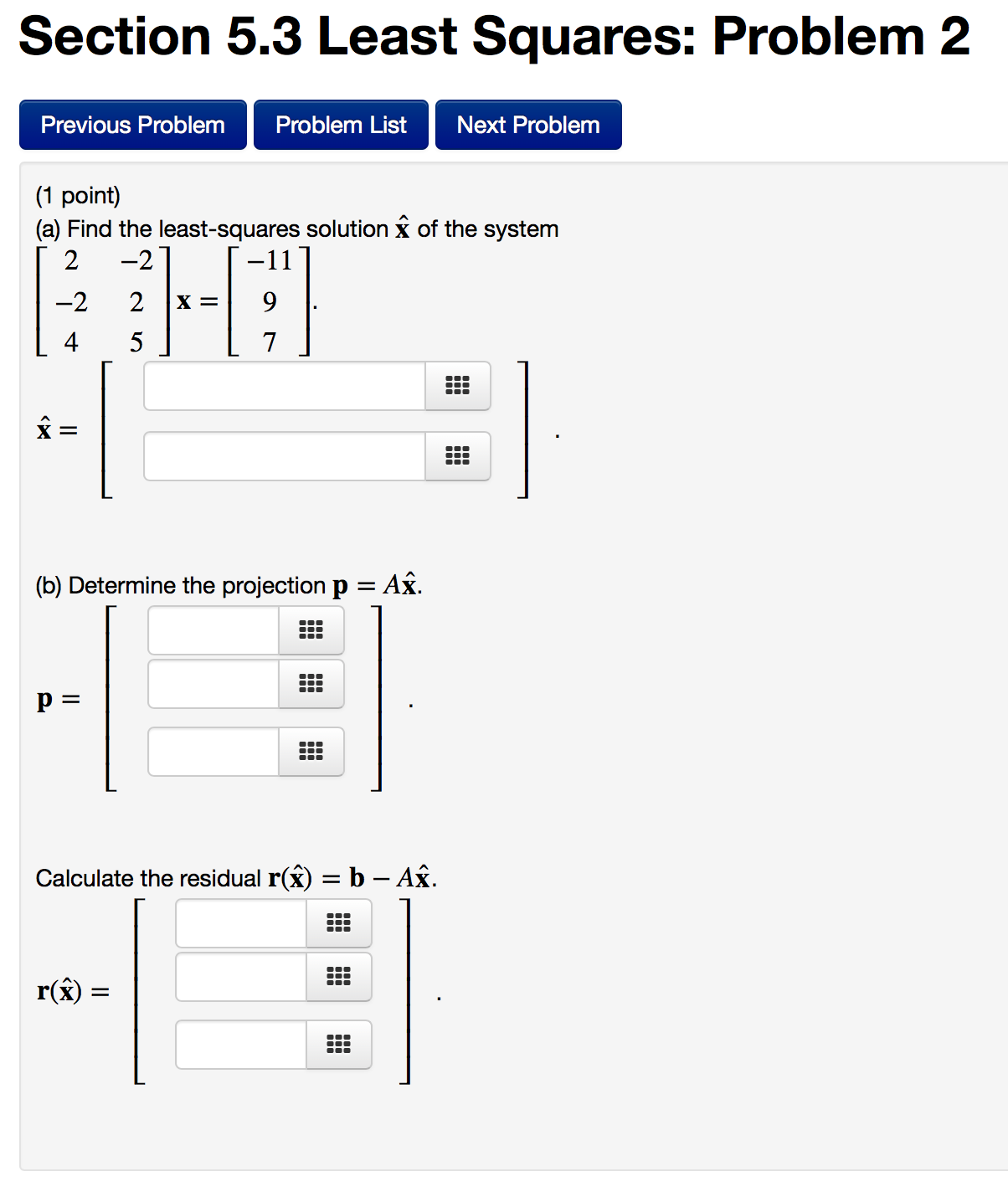 Solved Section 5.3 Least Squares: Problem 2 Previous Problem | Chegg.com