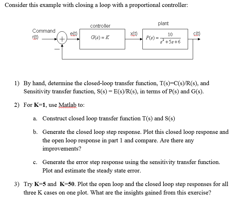 Solved Consider this example with closing a loop with a | Chegg.com