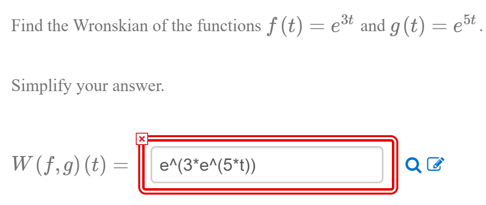 Solved Find the Wronskian of the functions f (t-e3t and g | Chegg.com