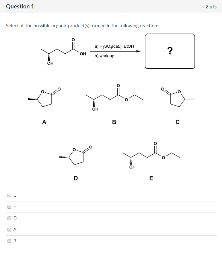 Solved Select all the possible organic product(s) formed in | Chegg.com