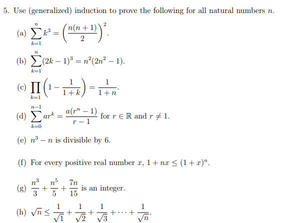 Solved 5. Use (generalized) induction to prove the following | Chegg.com