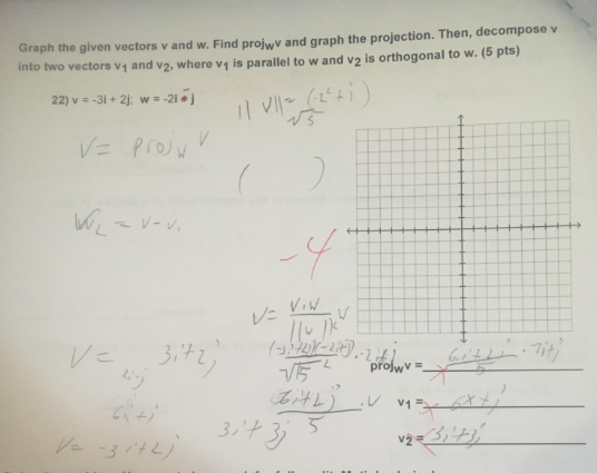 Solved Graph the given vectors v and w. Find projww and | Chegg.com