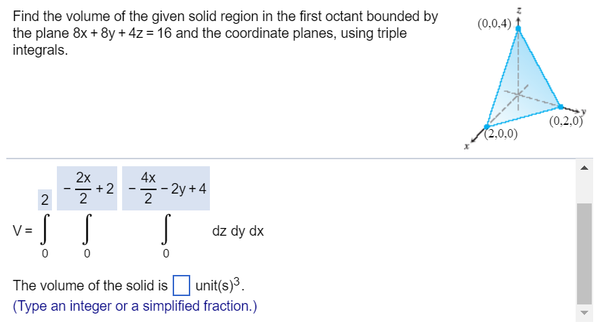 Solved Find the volume of the given solid region in the | Chegg.com