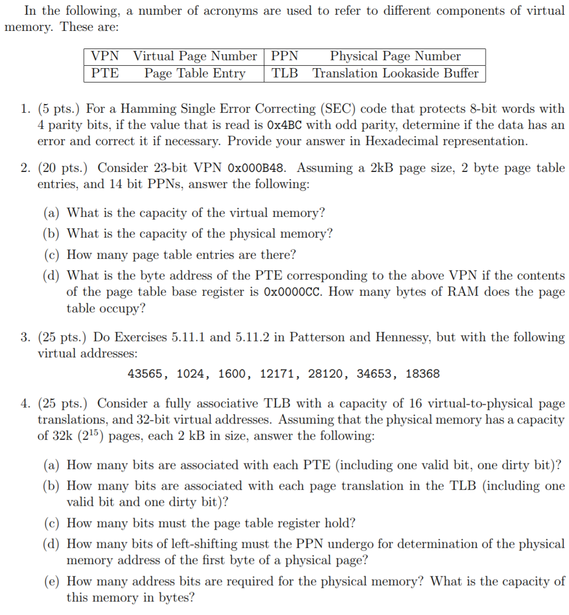 Solved In the following, a number of acronyms are used to | Chegg.com