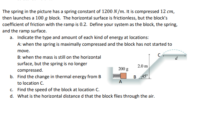 Solved The spring in the picture has a spring constant of | Chegg.com