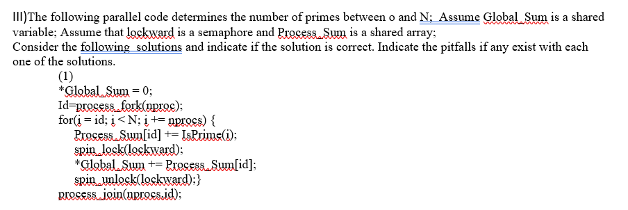 II)The following parallel code determines the number | Chegg.com