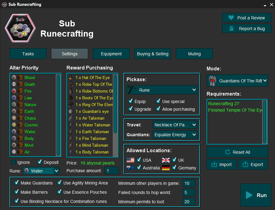 Sub Runecrafting [ALL runes] [GOTR] [Abyss] [Ourania] [Essence Runners] [Crafting Tiaras ...