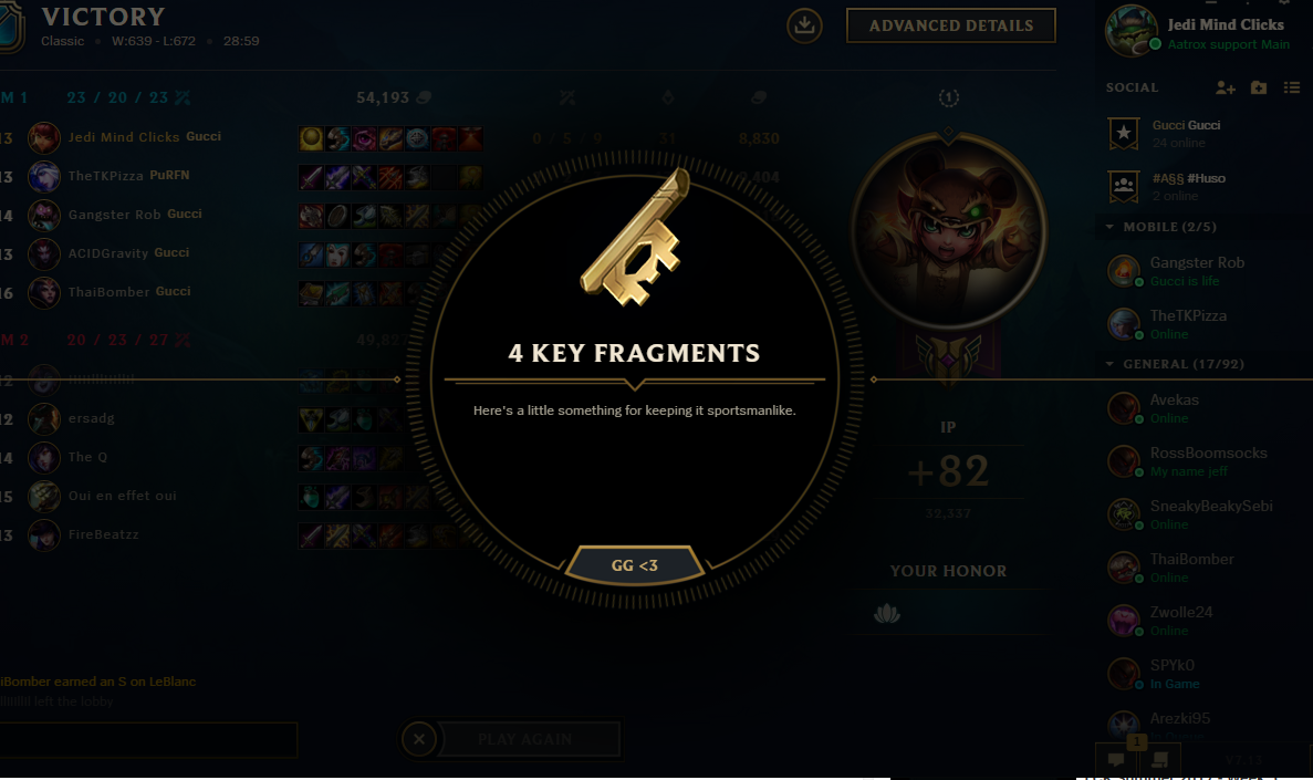 Haven't gotten a single key fragment ever since the new honor system ...