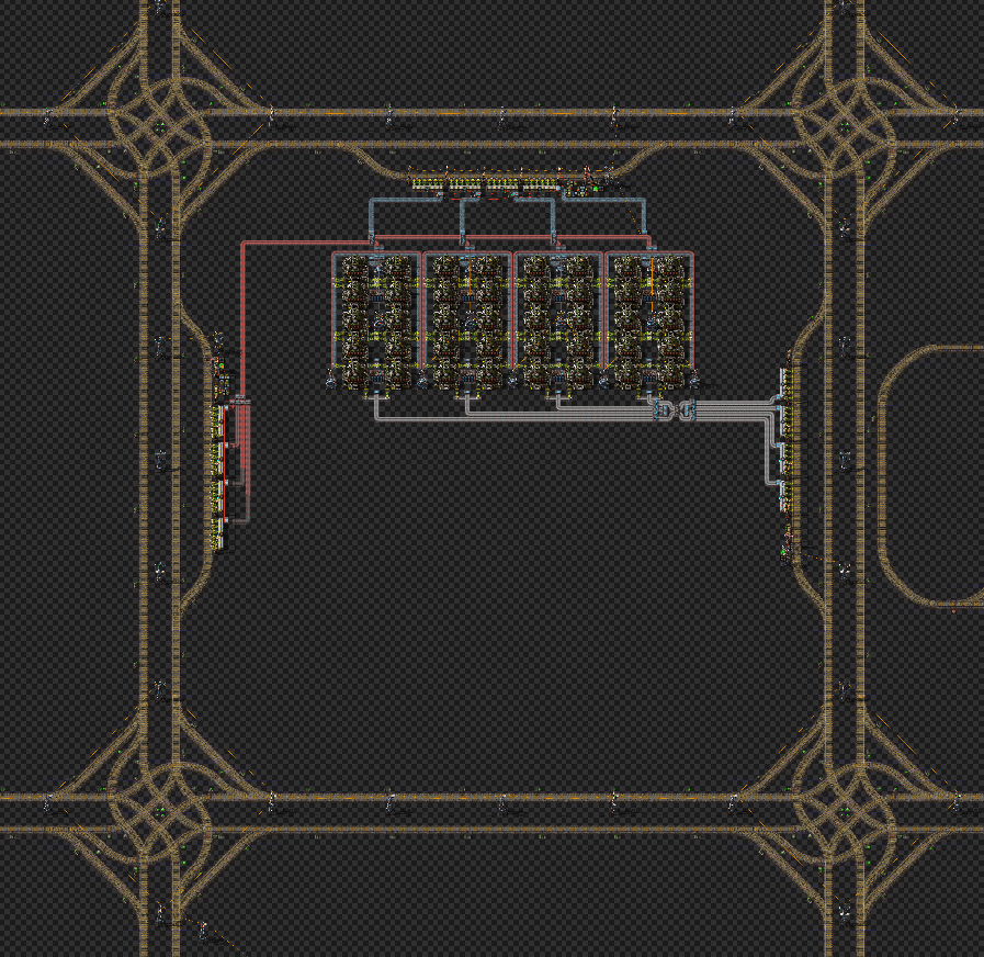A four way intersection : r/factorio
