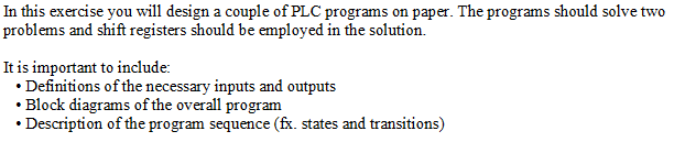 Solved In this exercise you will design a couple of PLC | Chegg.com