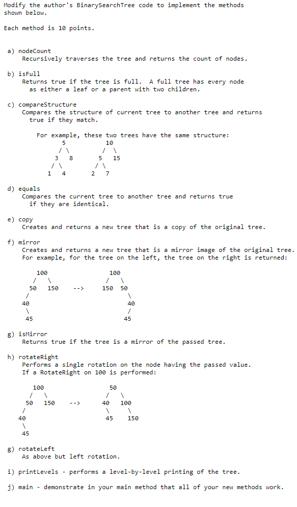 Solved Modify The Authors Binarysearchtree Code To 1819