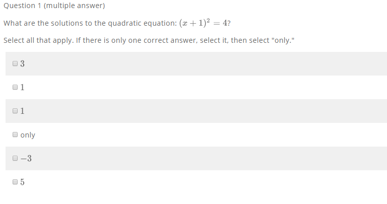 Solved Question 1 (multiple answer) What are the solutions | Chegg.com