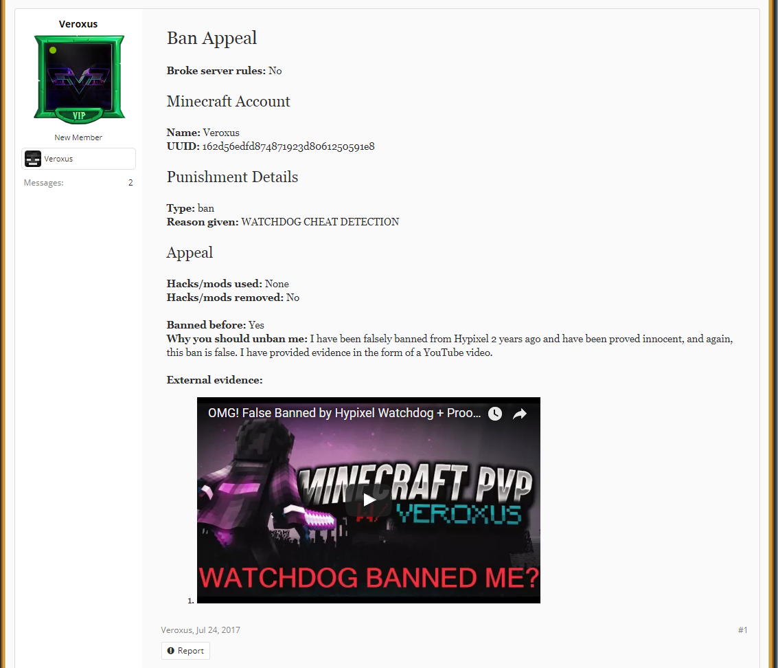 Hypixel has an auto denial system for Watchdog Ban Appeals? | Hypixel Forums