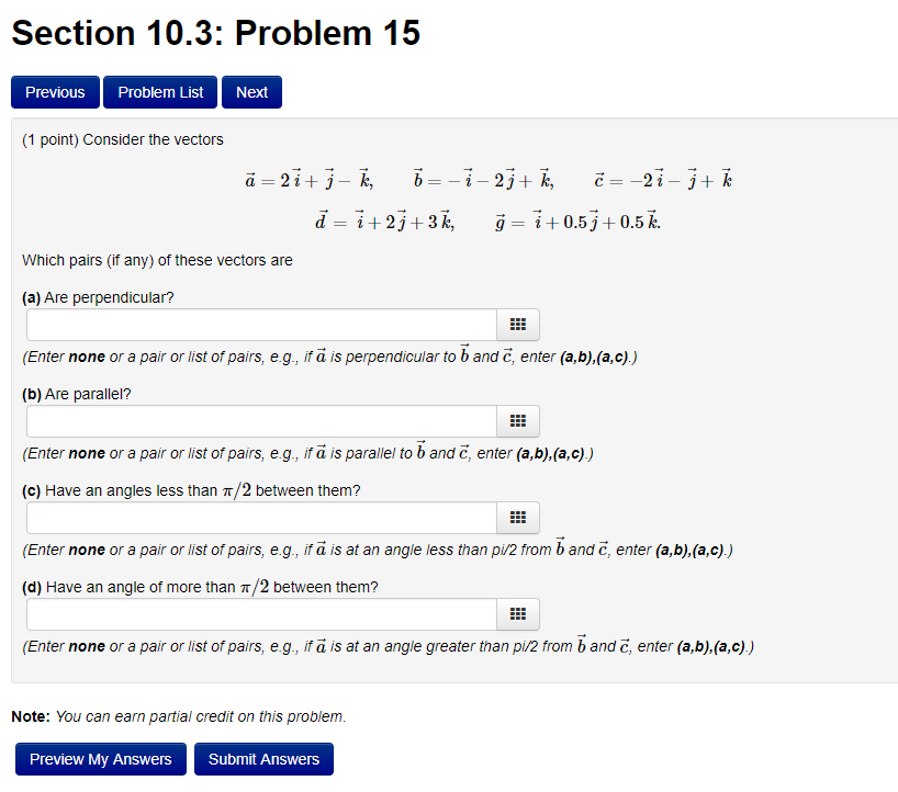 Solved Previous Problem List Next (1 point) Consider the | Chegg.com