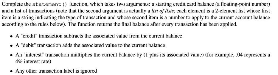 Solved Complete the statement ) function, which takes two | Chegg.com